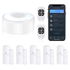 WiFi Door Alarm System, Wireless DIY Smart Home Security System, with Phone APP Alert, 8 Pieces-Kit (Alarm Siren, Door Window Sensor, Remote), Work with Alexa, for House, Apartment by tolviviov