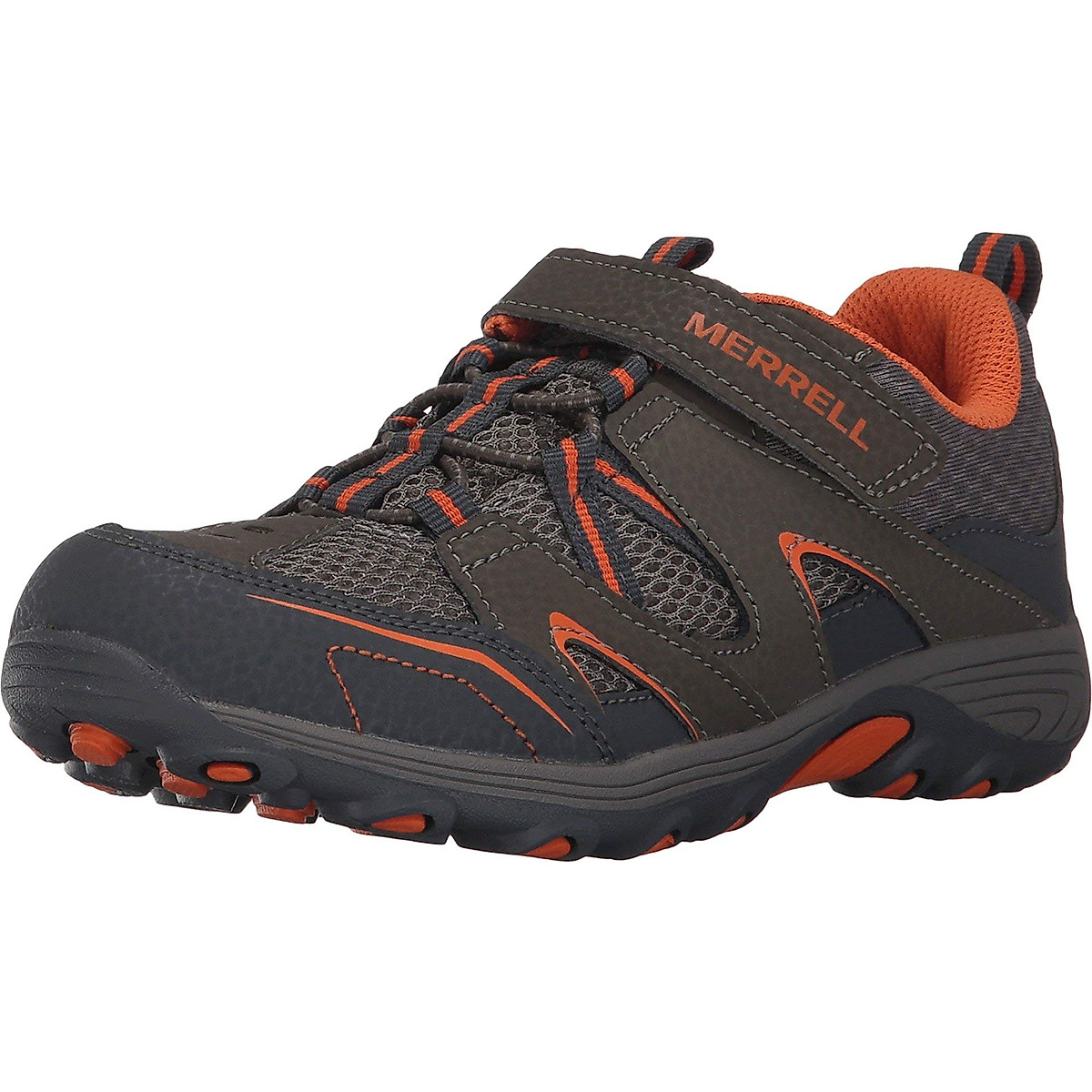 Merrell unisex child Trail Chaser Hiking Sneaker, Gunsmoke/Orange, 2 Little Kid US