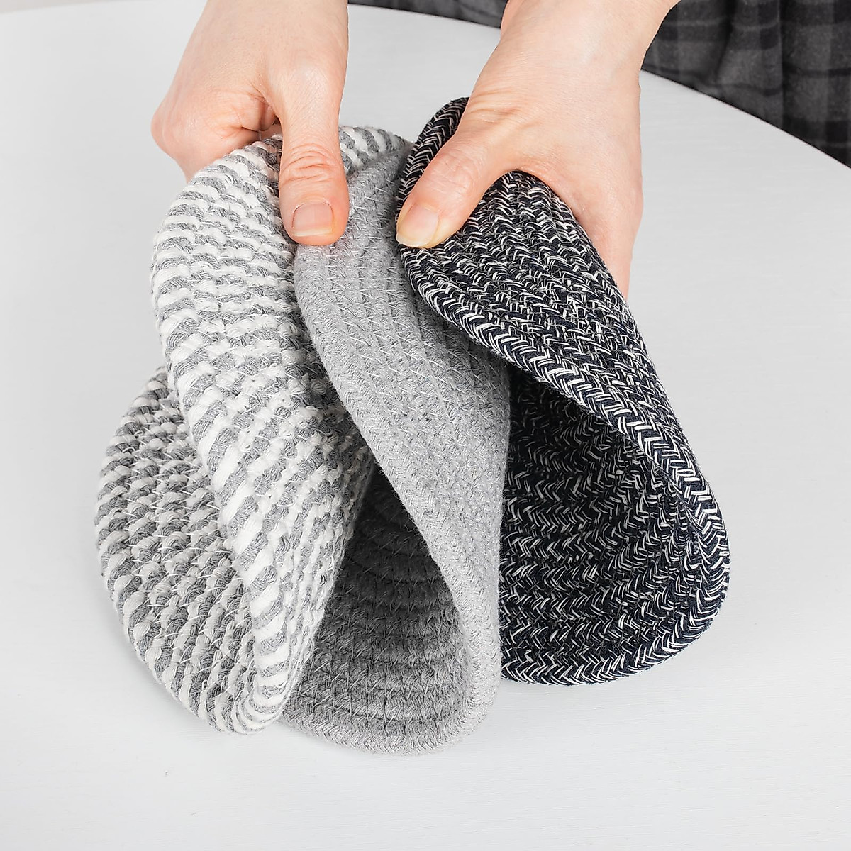 8" Trivets for Hot Dishes, Hot pots and Pans,6 Heat Resistant Hot Pads and Storage Basket 1 Pack,Pot Holders for Kitchen, Hot Plate Mats for Kitchen Countertops, Table, Home Essentials, Farmhouse Deco