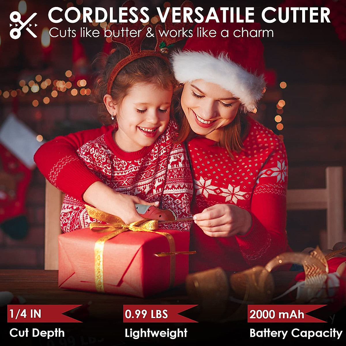 Matework Cordless Electric Scissors, 4V Multi-Cutter with Suitcase, 2000 mAh Cardboard Cutter with Self-sharpening Blade, Power Rotary Scissors for Carpet Leather