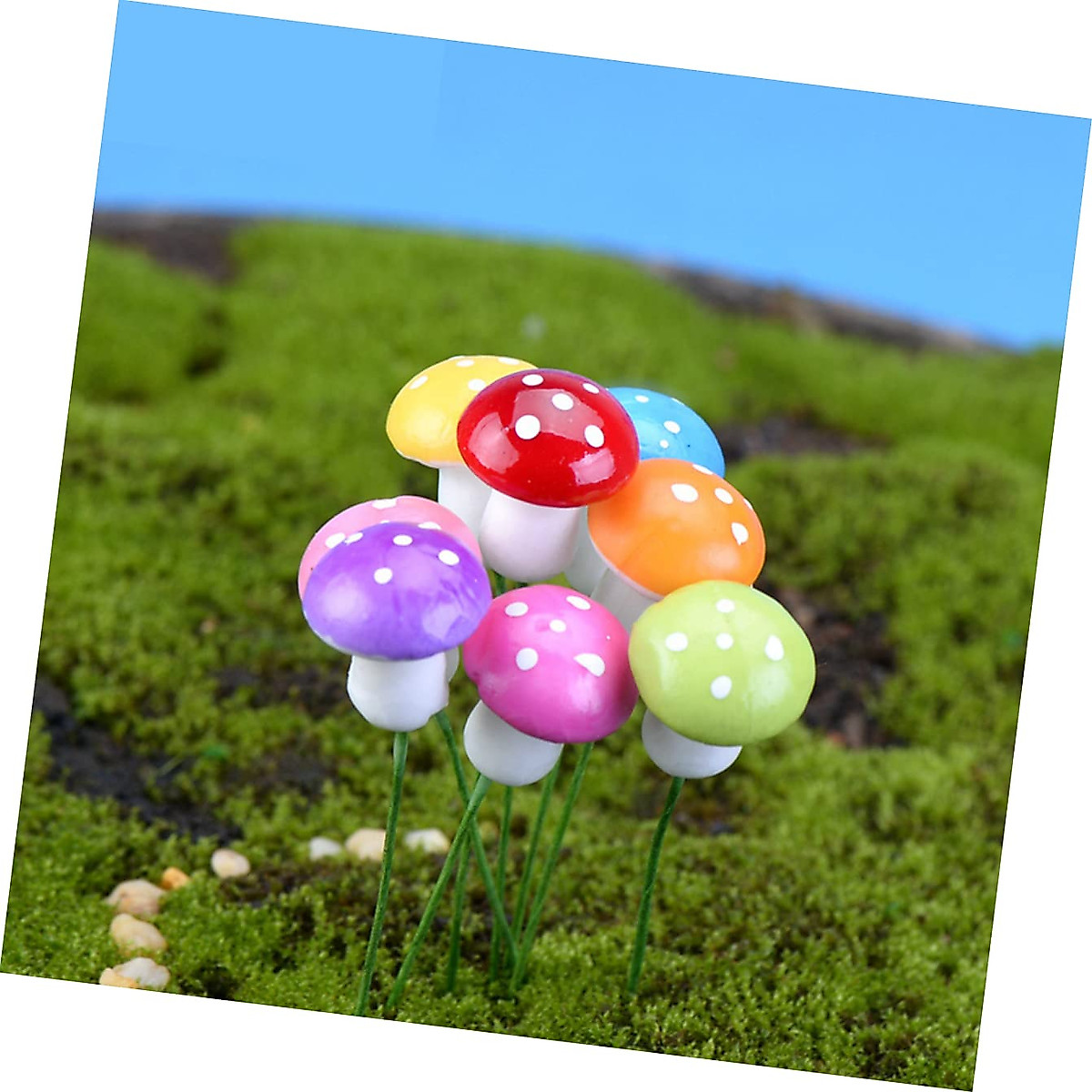Hoement 20pcs Mini Foam Mushroom Flower Pots Mushroom Miniature Mushroom Mini Mushrooms Picks Bonsai Micro Landscape Fairy Garden Mushroom Mini Mushrooms for Fairy Garden Material Large