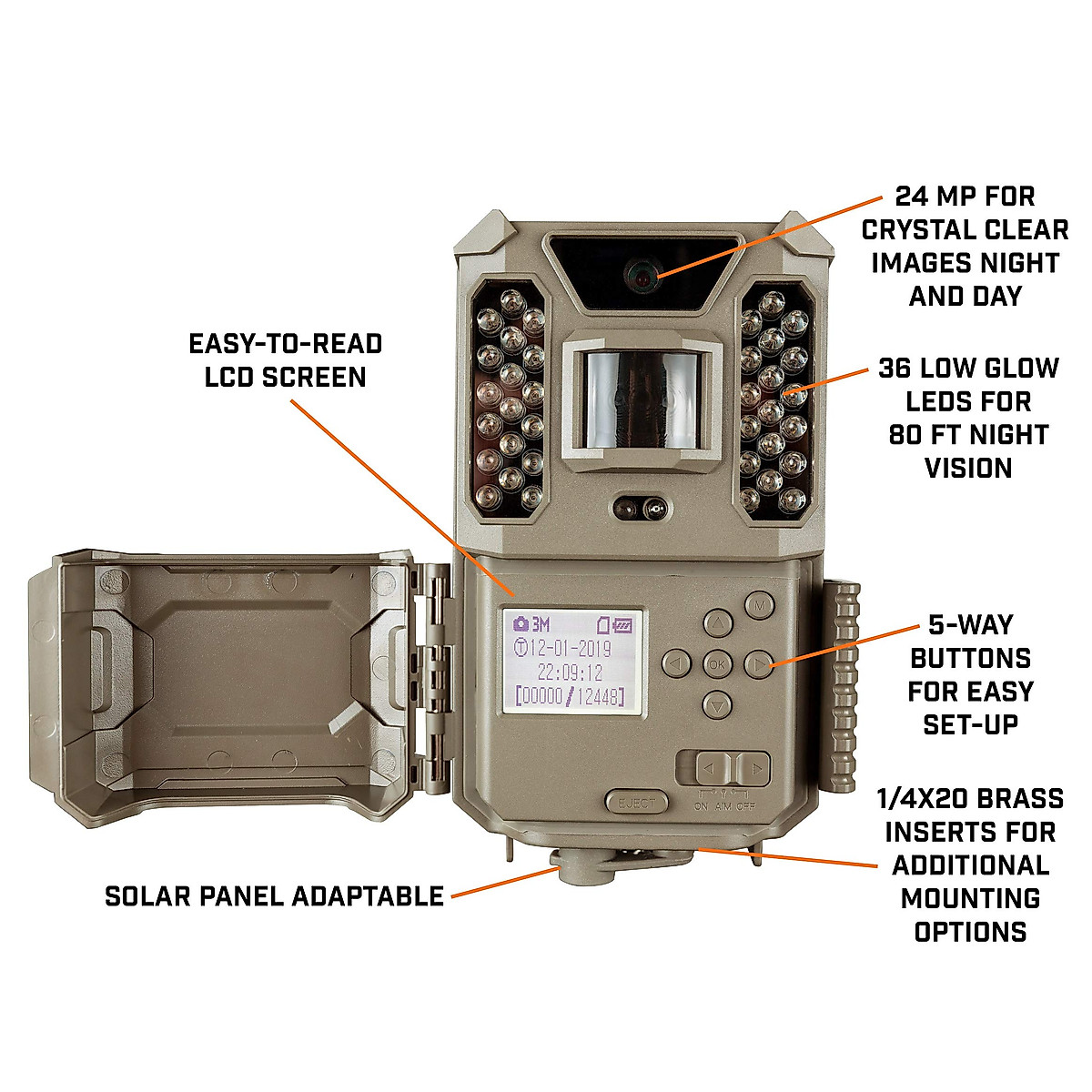 Bushnell Prime Low Glow Trail Camera - 24MP Image Quality, 1080p HD Video, Advanced Sensor Technology for Clear Nighttime Captures, Brown