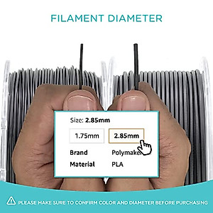 2.85mm(3mm) PLA Filament 2.85mm, 1kg High Rigidity Black PLA 2.85 - Polymaker PolyLite PLA 3D Printer Filament Black, Print with 2.85mm Openning 3D Printers Only