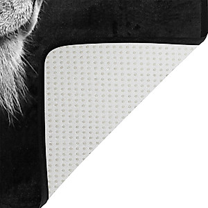 9CH Art Lion Area Rug Head Black Area Rugs Mat for Living Room Bedroom Non Slip Black Floor Rugs Carpet Home Indoor Decoration 7' X 5'