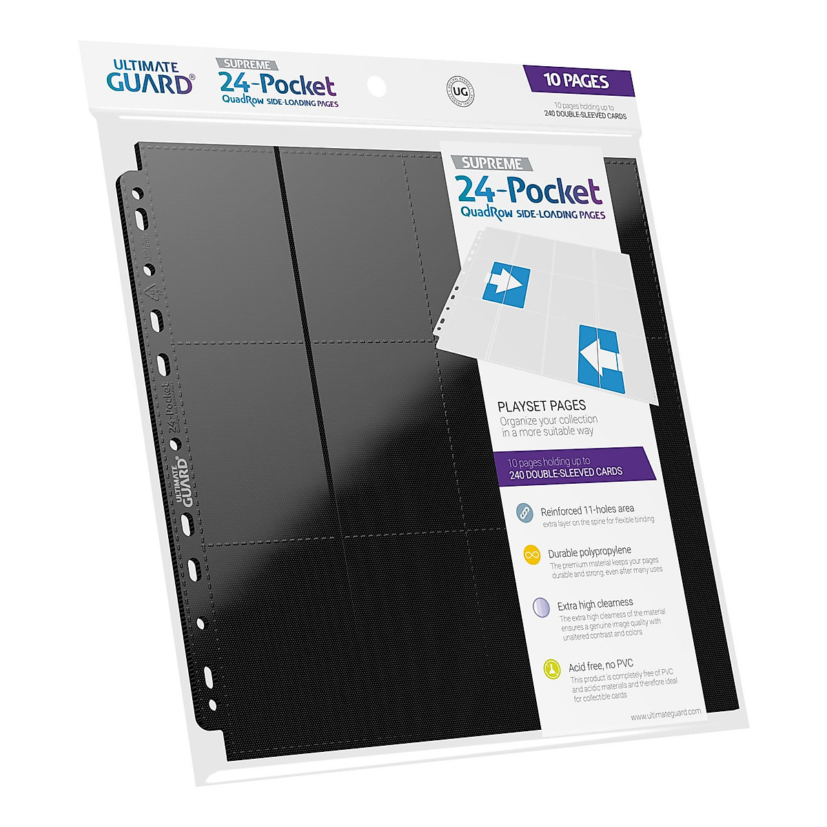 Ultimate Guard UGD010829 24-Pocket QuadRow Side-Loading Pages Album, Black