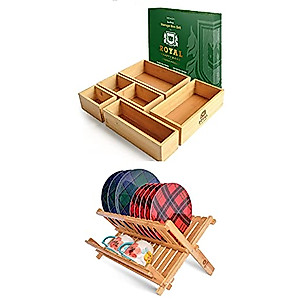 ROYAL CRAFT WOOD Storage Box Set of 5 and Dish Drying Rack