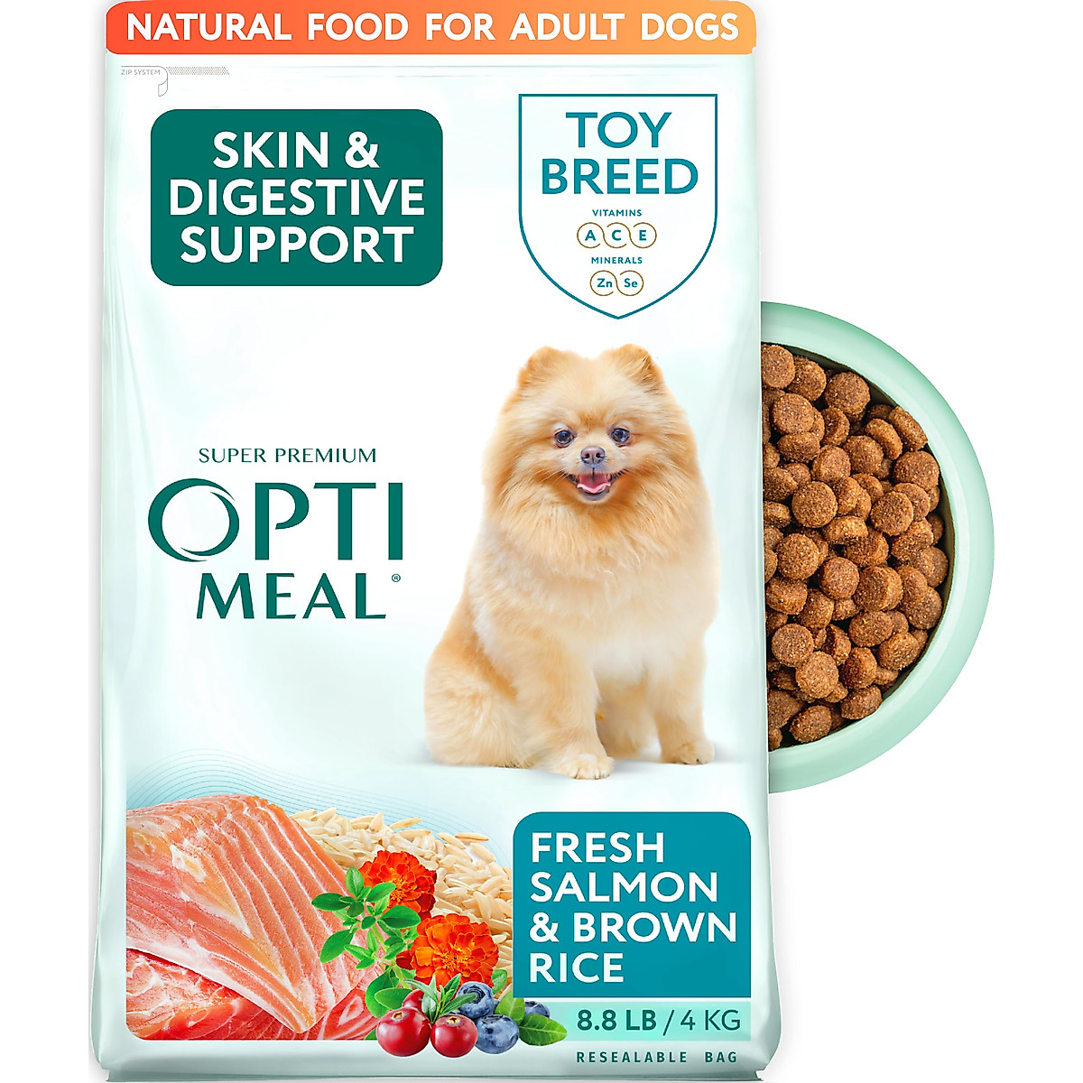 OPtimeal Dry Dog Food for Toy Breeds - Proudly Ukrainian - Tasty Dog Food Dry Recipe with Skin and Digestive Support for Adult Small and Toy Breed Dog