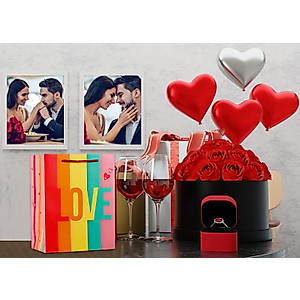 D4DREAM Love Gift Bag for Valentine's Day Medium Gift Bag with Tissue Paper 11" Valentine's Day Paper Gift Bags with Handle Gift Bag with Love Design for Valentines Day Anniversary, Valentines Day, Grooms Gift