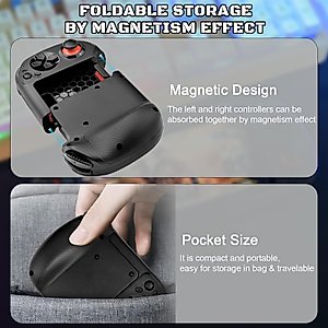 Mobile Gaming Controller for iPhone iOS Android Wireless Gamepad Joystick - One-Handed Mobile Gamepad - Magnetic Storage - Call of duty- Direct Play