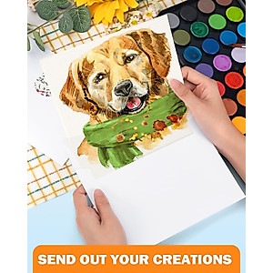 Watercolor Cards and Envelopes Set - 50 Folded 5x7 Inch Blank Heavyweight Paper Cards (140lb/300gsm) with Matching Envelopes for DIY Greeting Cards, Festivals, and Events