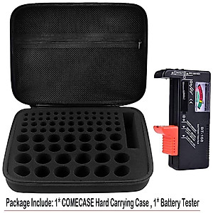 Comecase Extra Large Battery Holder Storage Case Hard Battery Organizer Storage Box Carrying Case Bag, Come with Battery Tester - 2 Pack