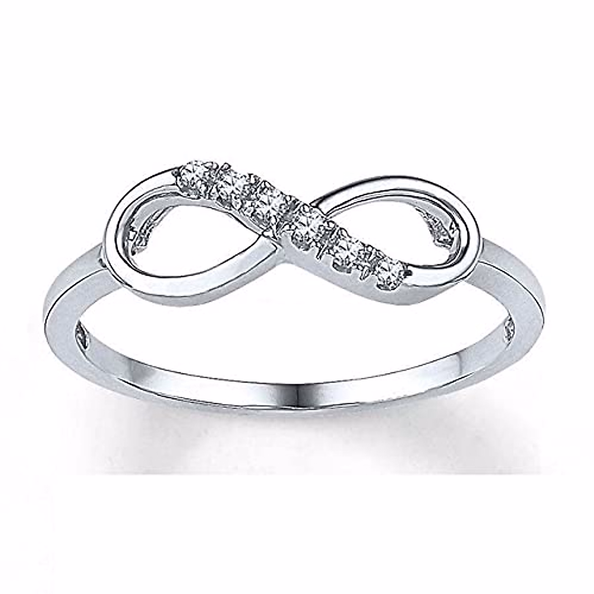 1/2 CT Round Shape White Cubic Zirconia Infinity Wedding Engagement Womens Ring in 14K White Gold Plated 925 Sterling Silver (0.50 Cttw) Ring Size -10.5