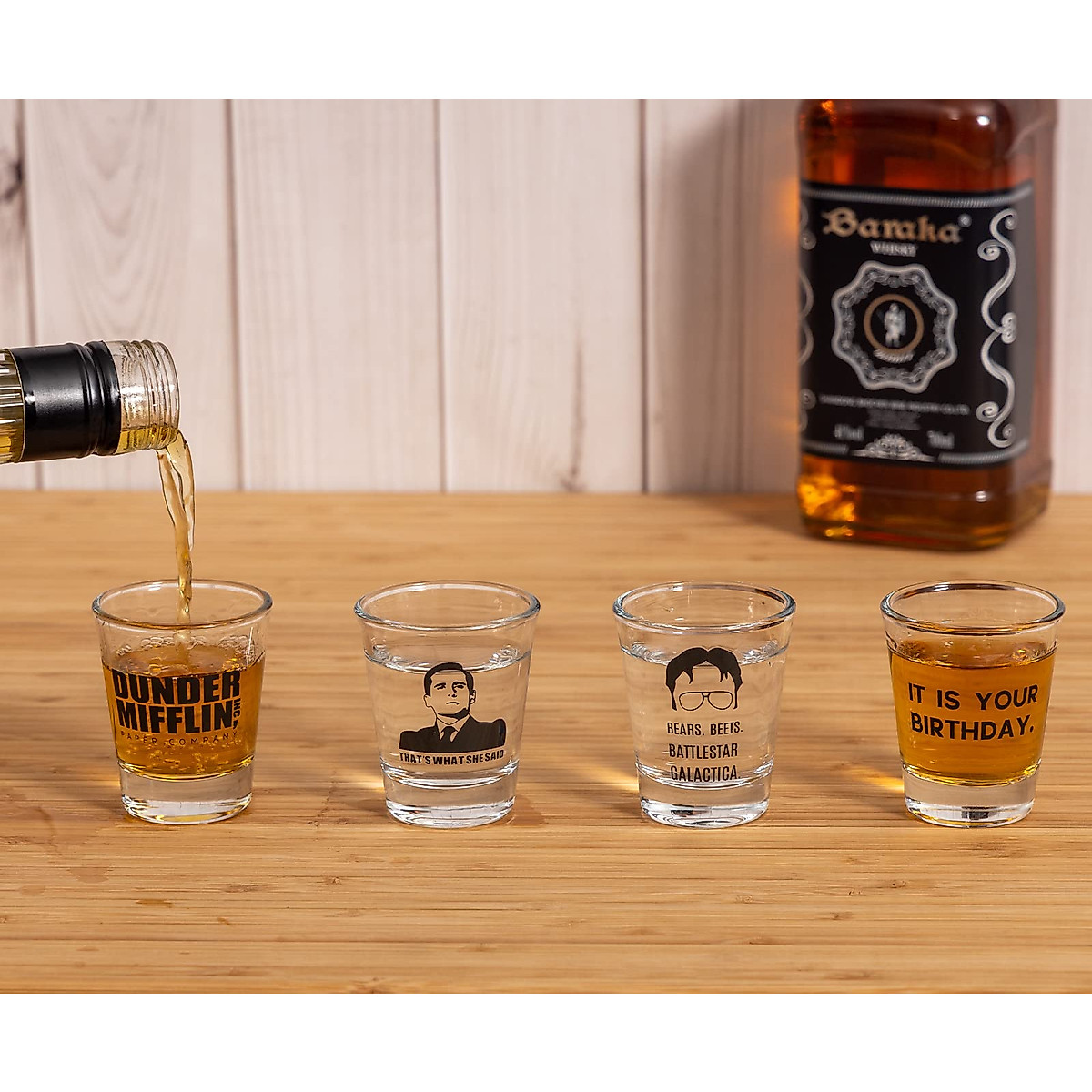 The Office Shot Glass Set, The Office Merchandise, The Office Gifts, 4PCS Office Inspired Shot Glasses, The Office Gifts for Office Lovers, The Office TV Show Merchandise, The Office Show Fans Gifts