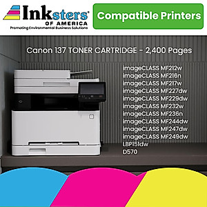 Inksters of America Compatible Black Toner Cartridge Replacement for Canon 137 PT137 CRG137 9435B001 - Compatible with imageCLASS MF212W MF216N MF227DW MF229DW - 2,400 Pages