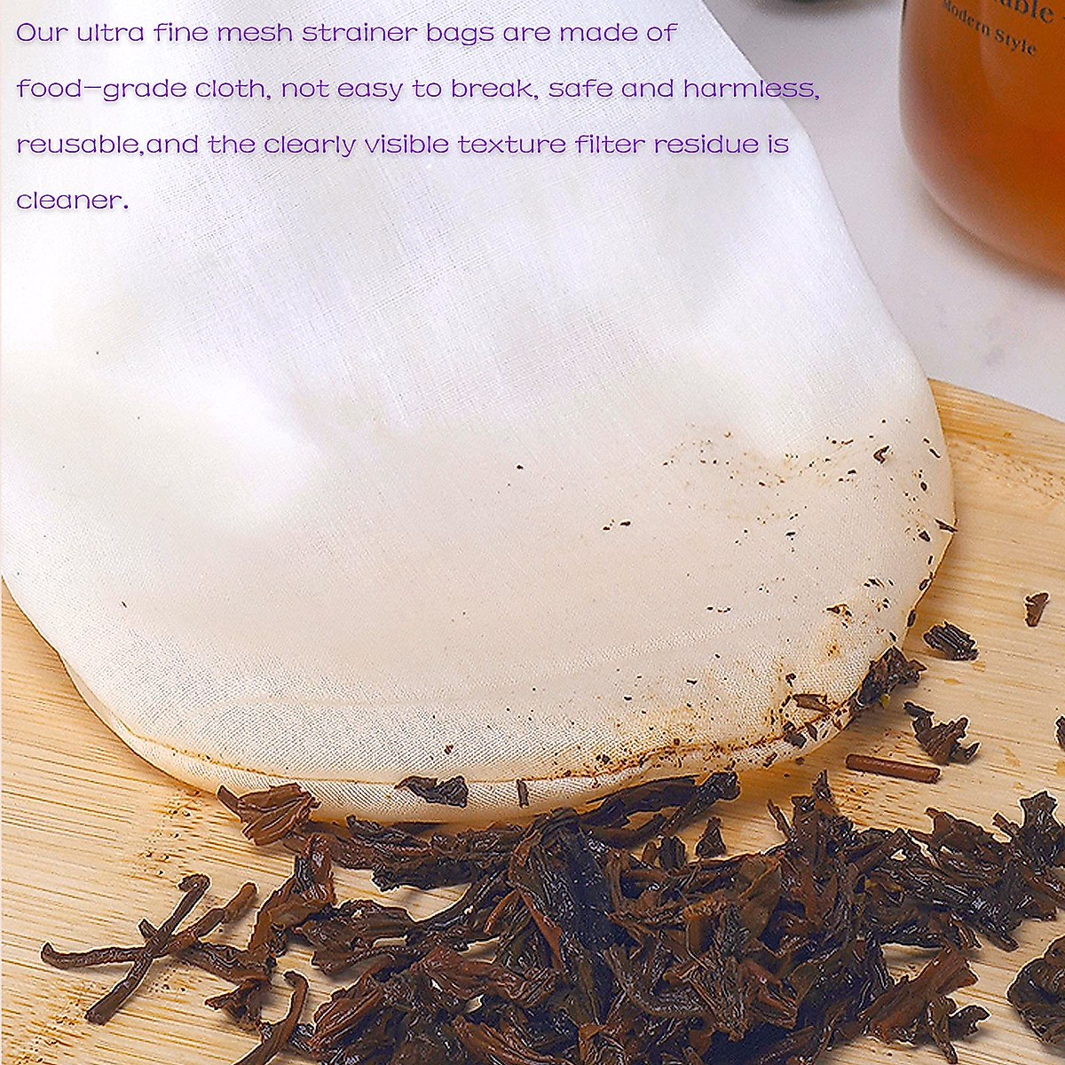 WMKGG Ultra Fine Reusable Filter Bags with Stainless Steel Handle for Nut Milk, Coffee, Milk, Butter, Juices and Fresh Cheese