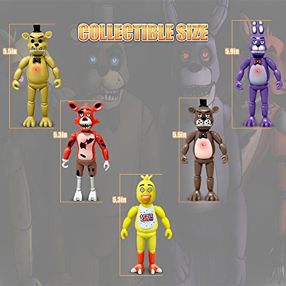 Minaso Action Figures Set, 5 Pcs Action Figures Toys, 5.5 Inches Movable Joints Collectible Toys Set with Light for Toys Dolls Gifts Cake Toppers