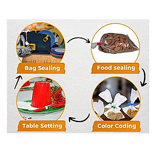 18Pcs PVC Bag Sealing Tape - Basic Collection - Poly Bag Sealing Tape 3 Color - 3/8 inch x 110 yds. (Pack of 6) - Ideal for Packaging and Sealing Meat, Gifts, or Ice Bags