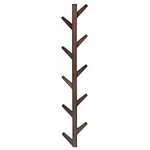 MyGift Wall Mounted Brown Bamboo Hall Tree Coat Rack, Hanging Narrow Hat Rack with 10 Peg Hooks