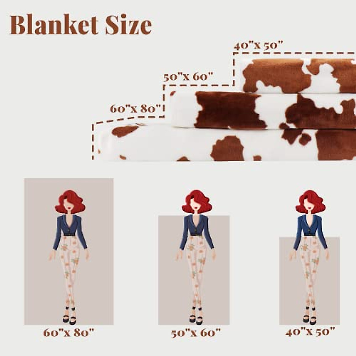 Brown Cow Print Blanket Cozy Soft Cow Print Throw Blanket Lightweight Fleece Cow Blanket Couch Chairs Sofa Bedroom Living Room 50x60 inch Perfect Cow Gift Boys Girls Adults Student