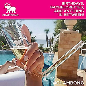 Chambong Champagne Shooter - Unique Gifts for Bachelorette Party Favors, Engagement Gifts & Drinking Games for Adults Party - Champagne Bong Style Champagne Glasses - (Plastic, 6 oz. 5-Pc Set)