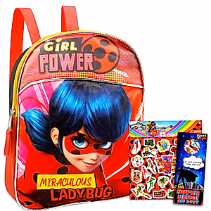 Zagtoon Miraculous Ladybug Backpack Set - Bundle with 11 inch Stickers and More (Miraculous School Supplies) for Girls