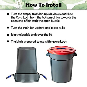 ZONDER Trash Can Locks | Bungee Cord Outdoor Trash Can Locks for Raccoons Animals | Neat Yard | Bear Garbage Bin Locks - Ease of Use - Durable - Double Pack