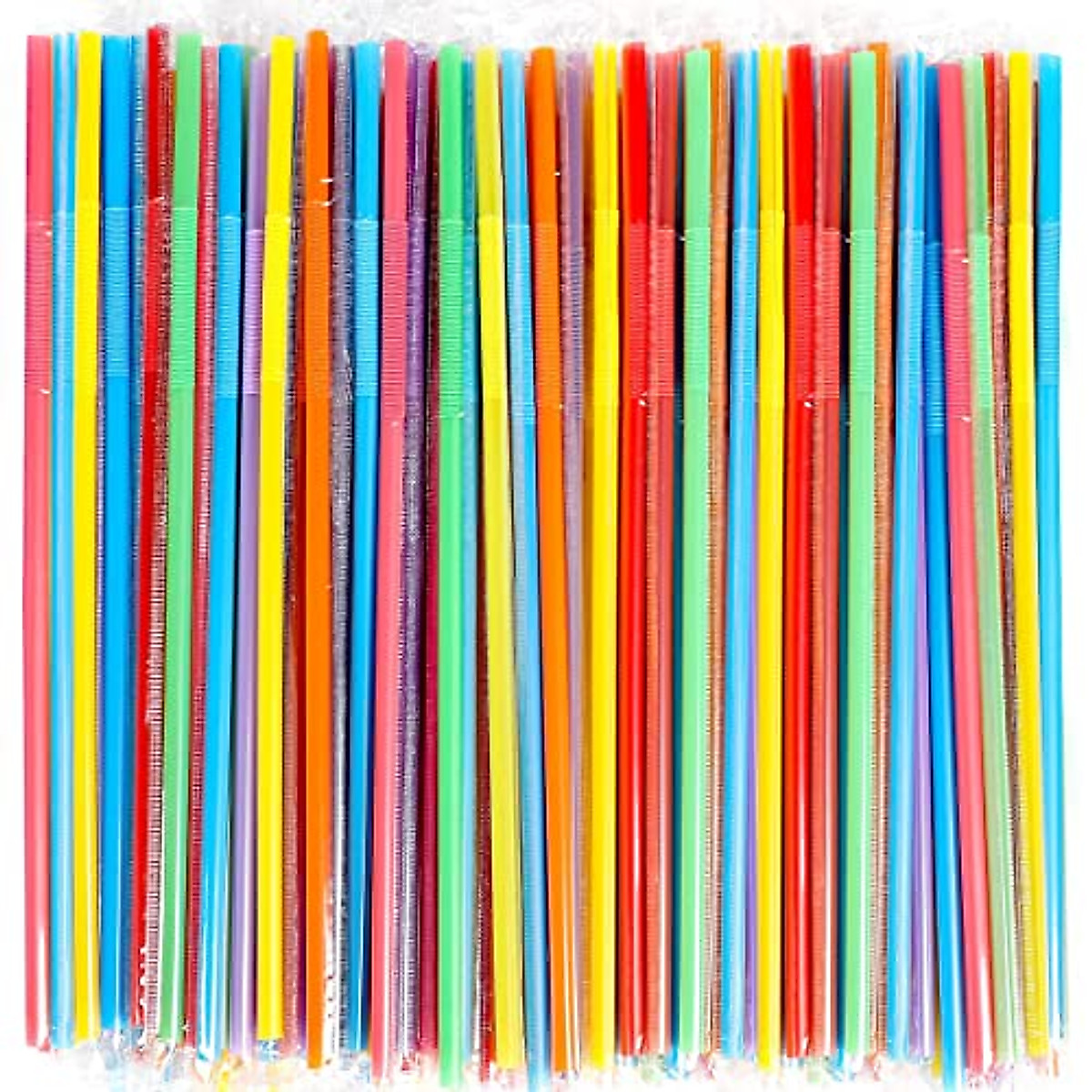 200 Pcs Individually Packaged Colorful Disposable Extra Long Flexible Plastic Drinking Straws.(0.23'' diameter and 10.2" long)