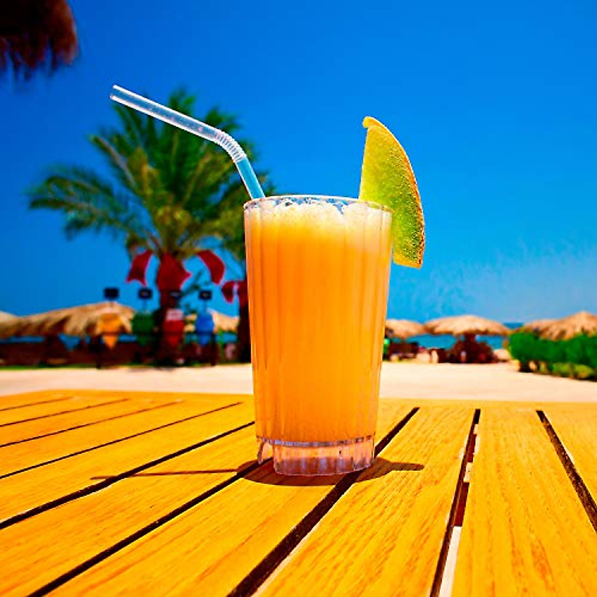 ALINK 500-Pack Clear Flexible Drinking Straws, Plastic Disposable Bendy Straws - 7.75" x 0.23"