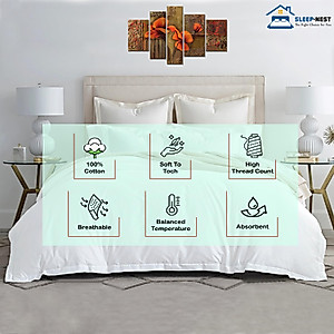 SLEEP-NEST Alaskan Size Duvet Cover Only, 600 Thread Count Oversized King Plus 132 x 120 Inch Luxurious 1 Piece Comforter Cover 100% Cotton with Zipper Closure - 2" Decorative Flange, White