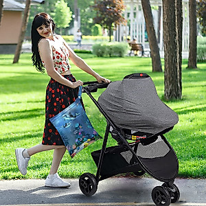 2pcs Underwater Dolphins Cloth Diaper Wet Dry Bag Waterproof Reusable Wet Dry Organizer,Sea Fishes Coral Washable Wet Bag with Two Zippered Pockets for Travel Beach Gym Swimsuits Toiletries