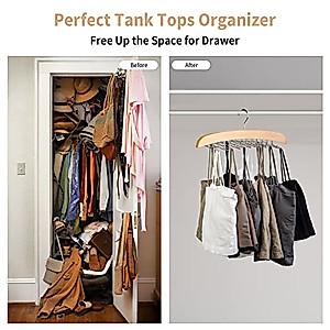 Corodo Closet Organizer, 24 Foldable Metal Hooks Clothes Organizer, Closet Organizers and Storage, Non-Slip Wooden Space Saving Hangers(1 Pack)
