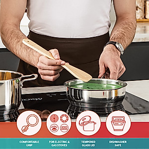 SUNHOUSE - Stainless Steel Cookware Set with PFOA-free, 18/10 Stainless Steel Pots and Pans Set - Tasty Cookware Set Including Saucepan, 2 Stock Pots, Steamer and 2 Frying Pans (9-Pieces Cookware Set)