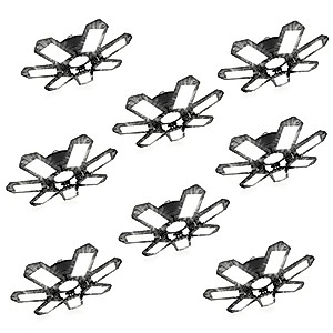 SEOBIOG 8-Pack LED Garage Lights, Ultra Bright 250W 25000LM Garage Lights Ceiling LED, 6500K Daylight Shop Light w/ 7 Panels, Light Bulbs for Garage, Workshop, Warehouse, Barn