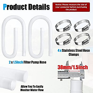 1.5 Inch Pool Hose for Above Ground Pools Diameter Pool Pump Replacement Hose 59 Inch Length Swimming Pool Hose with Hose Clamps (16 Pcs)