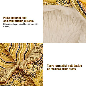 GLOGLOW Dog Costume Tang Suit, Chinese Style Pet Clothing Winter Thickened Warm Dog Cheongsam Satin Clothes with Hat for Small Dogs Puppy Cats