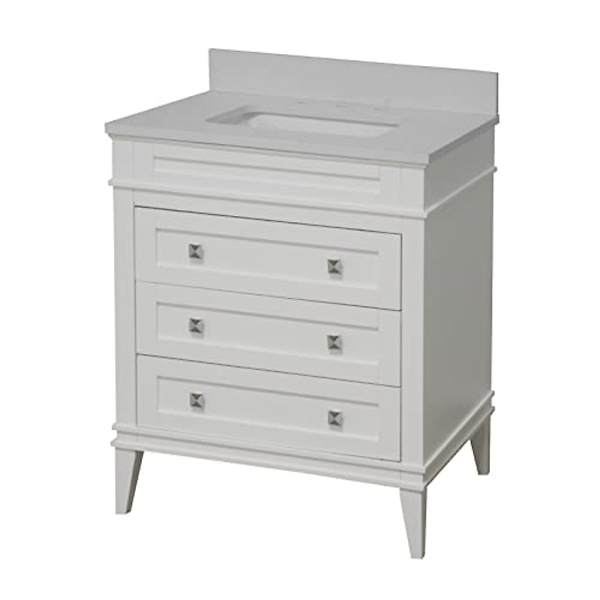 Eleanor 30-inch Bathroom Vanity (Quartz/White): Includes White Cabinet with Stunning Quartz Countertop and White Ceramic Sink