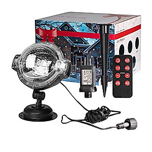 Vanthylit Christmas Projector Lights Multi Function Rotating Falling Snow Projector for Xmas Moving Points Landscape Lights for Home Yard Garden Party and for Show Club Pub