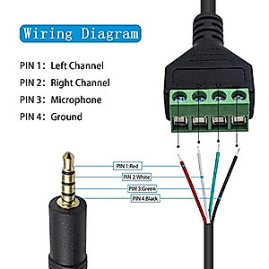 Poyiccot 3.5mm Speaker Wire Adapter, 3.5mm (1/8") 4 Pole Stereo TRRS Male Jack to AV 4 Screw Terminal Block Balun Connectors Cable 30cm (3.5mm M/ 4pin)