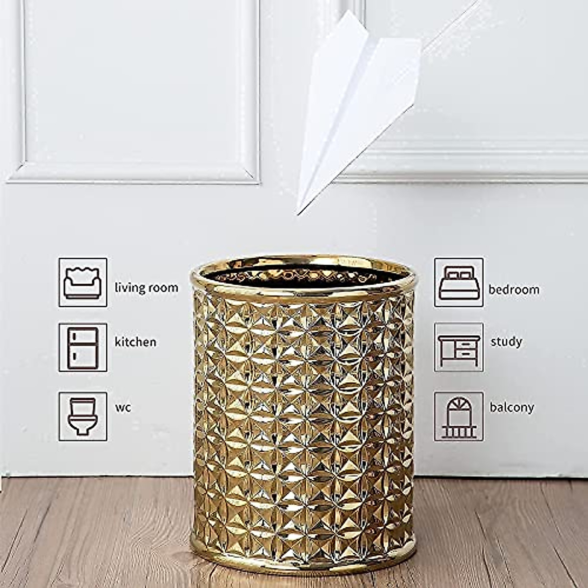 BASDHE Bathroom Accessories Set-5 Piece Ceramic Gift Set Toothbrush Holder,Toothbrush Cup,Soap Dispenser,Soap Dish,Trash Can, Set Bathroom (Yellow)