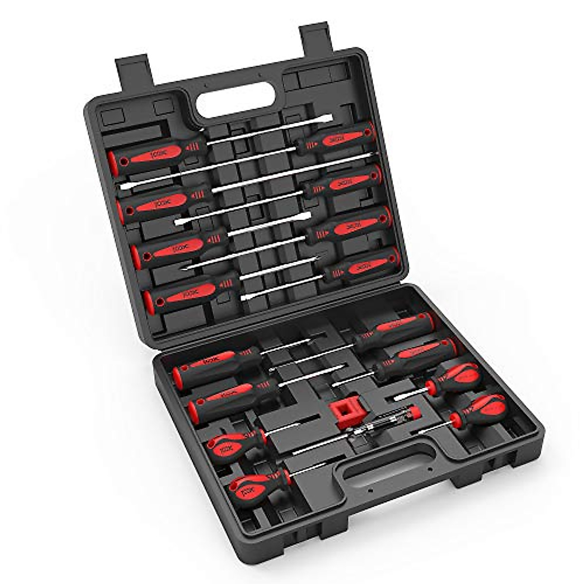 XOOL Magnetic Screwdriver Set 18 PCS, Professional Cushion Grip 9 Phillips and 7 Flat Head Tips Screwdriver Non-Slip for Repair Home Improvement Craft