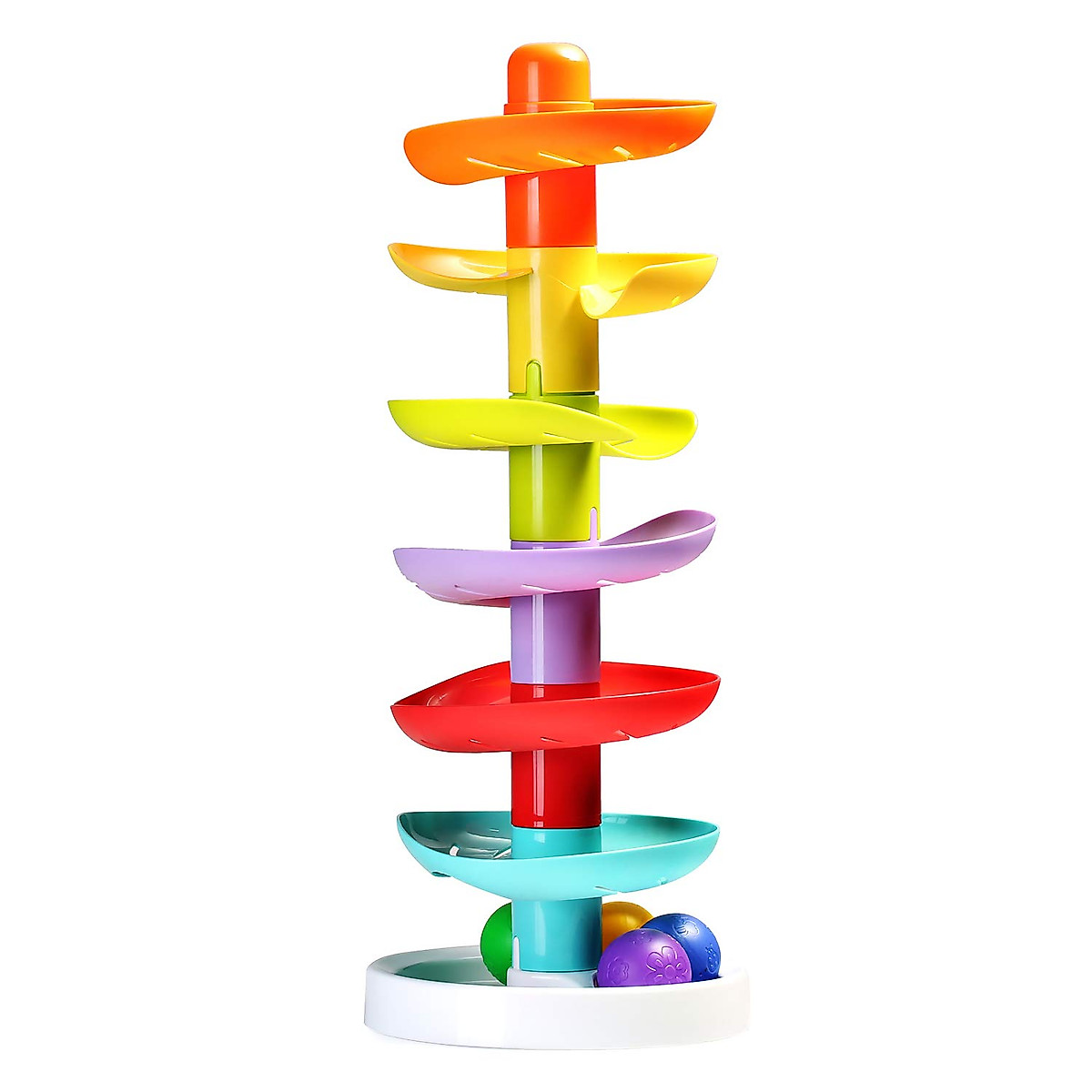 infunbebe Ball Drop Tower Colorful Ball Run Toy with 7 Balls for Toddlers, Activity Toy for Infant from 12 Months and up