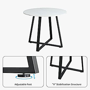 Deehansh 35.5" Round Marble-Proof Dining Table with Metal Base,Faux White Carrara Marble Top and Antique Coffee