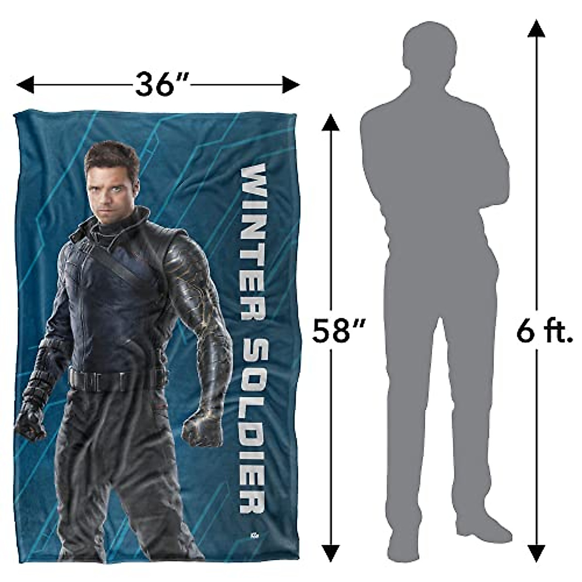 Marvel Falcon and Winter Soldier Blue Pose Silky Touch Super Soft Throw Blanket 36" x 58"