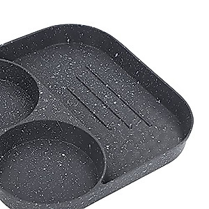 Nonstick Ceramic Frying Pan, Egg Frying Pan Heat Sensitive Silicone Aluminium Pancake Frying Pan with Comfortable Handle for Gas Stove and Induction Cookware (3 Holes)