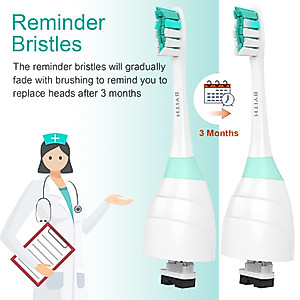 BYITH Replacement Brush Heads Compatible with Sonicare E-Series Toothbrush HX7022/66, Essence, Xtreme, Elite, Advance and CleanCare Screw-On Handles, 4 Pack