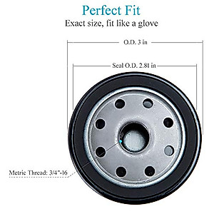 HOODELL 696854 Oil Filter with Gloves, Compatible with John Deere AM125424, Kawasaki 49065 7007, Pro Performance Lawn Mower Oil Filter