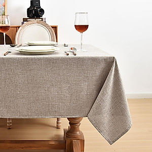 Fitable Nature Faux Linen Tablecloths Rectangle 60 x 84 Inch - 2 Pack Neutral Table Clothes for 4-6 Foot Tables, Wrinkle-Proof Faux Burlap Table Cover for Dining, Farmhouse, Outdoor Picnic, Camping