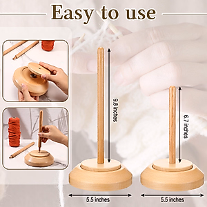 Wenqik 2 Pcs Wood Yarn Holder 2 Size Yarn Ball Holder with Twirling Mechanism and Anti Slip Pads, Weighted Yarn Holder Dispenser for Crocheting Accessories and Supplies Knitting Spindles Storage