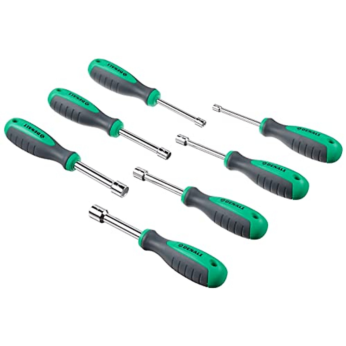 Amazon Brand - Denali 7-Piece Hollow Shaft Nut Driver Set with Cushion Grip Handles