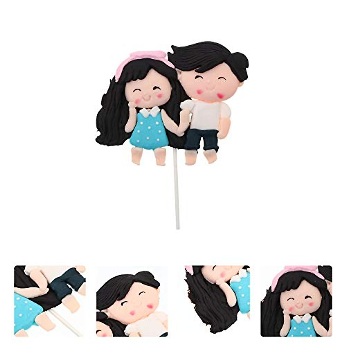 VALICLUD Adorable Lovers Design Cupcake Ornament Polymer Clay Cake Decoration Party Supply